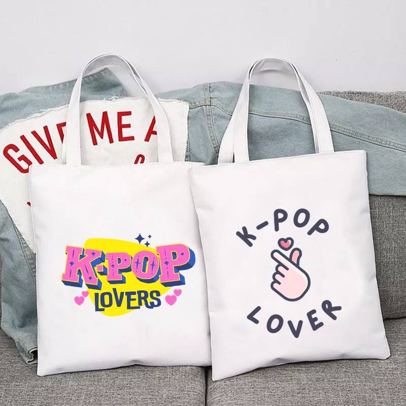 KPOP K-POP I LOVE KPOP KOREAN DESIGN SOUVENIRS TOTE BAG KATSA CANVAS ...