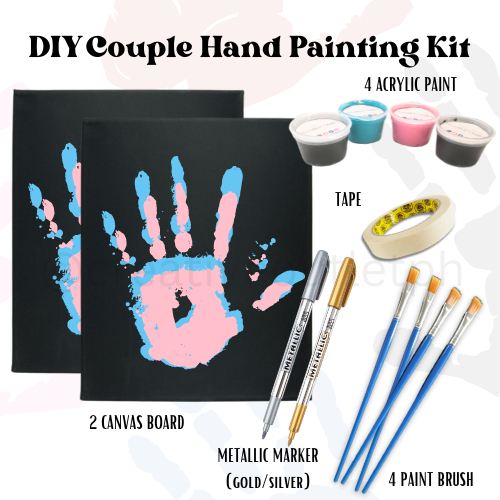 Couple Hand Painting Kit DIY Hand Painting Set Canvas Painting (free ...