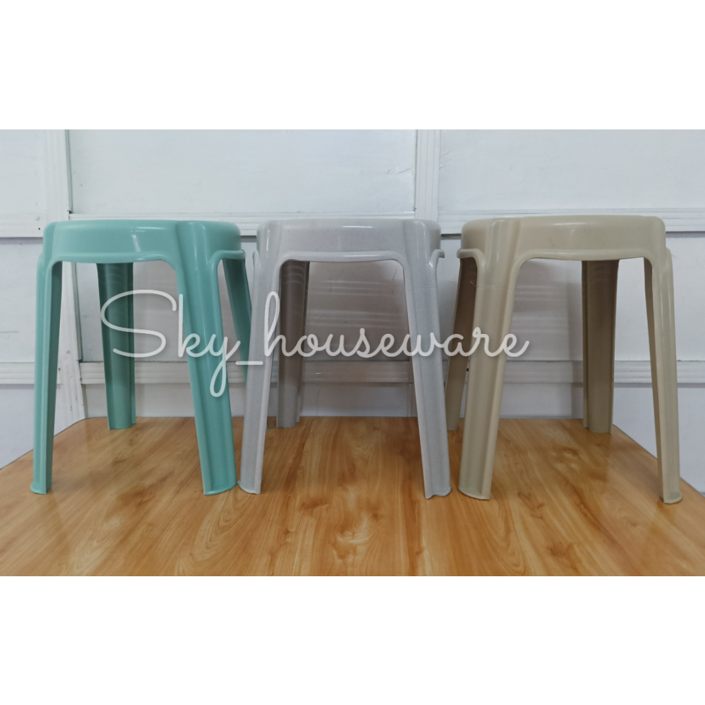 ICHIBAN Monoblock Chair Round Stool Plastic Chair Plain Color | Shopee ...