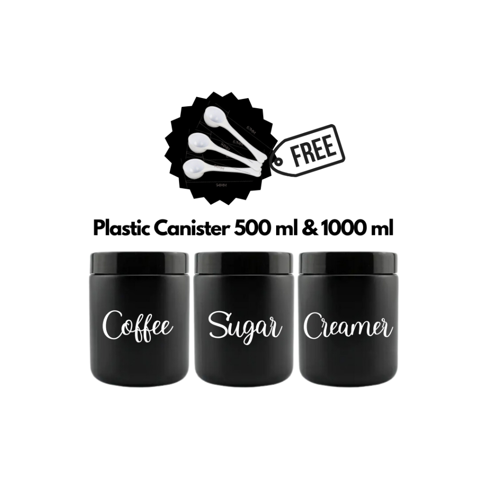 Hiraya Ph Black Plastic Canister Jar Garapon 500ml / 1000ml Kitchen ...