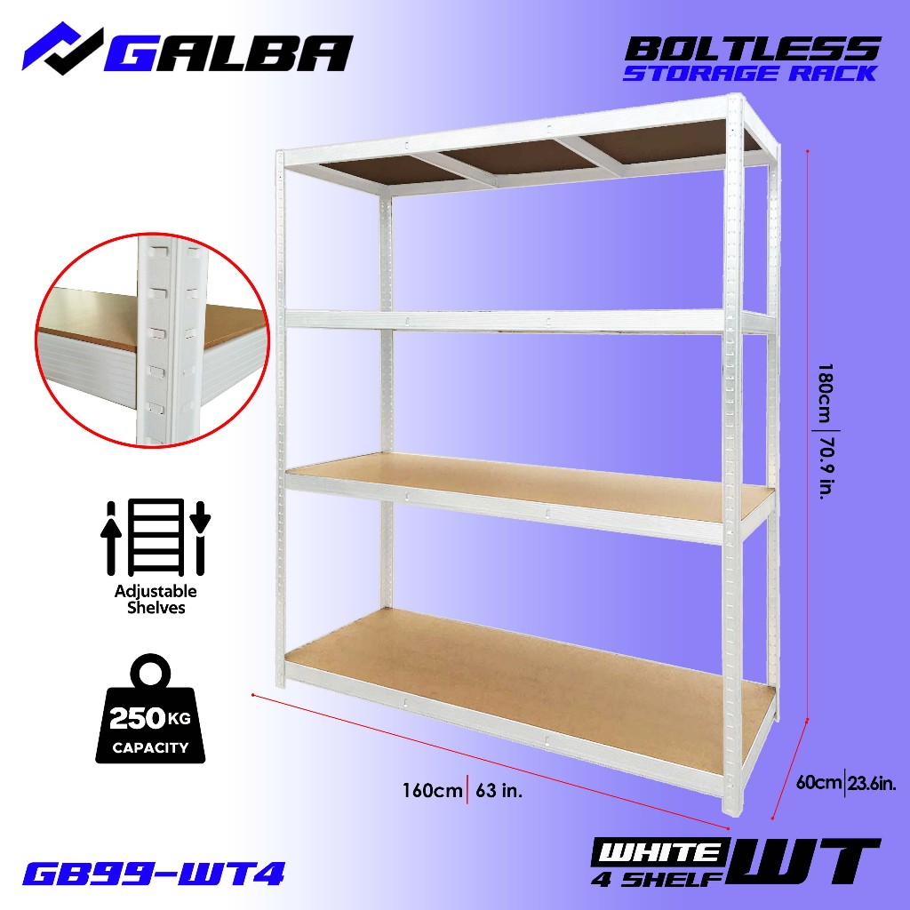 GALBA MEGA-Size Boltless Steel Storage Rack Adjustable MDF Shelving ...