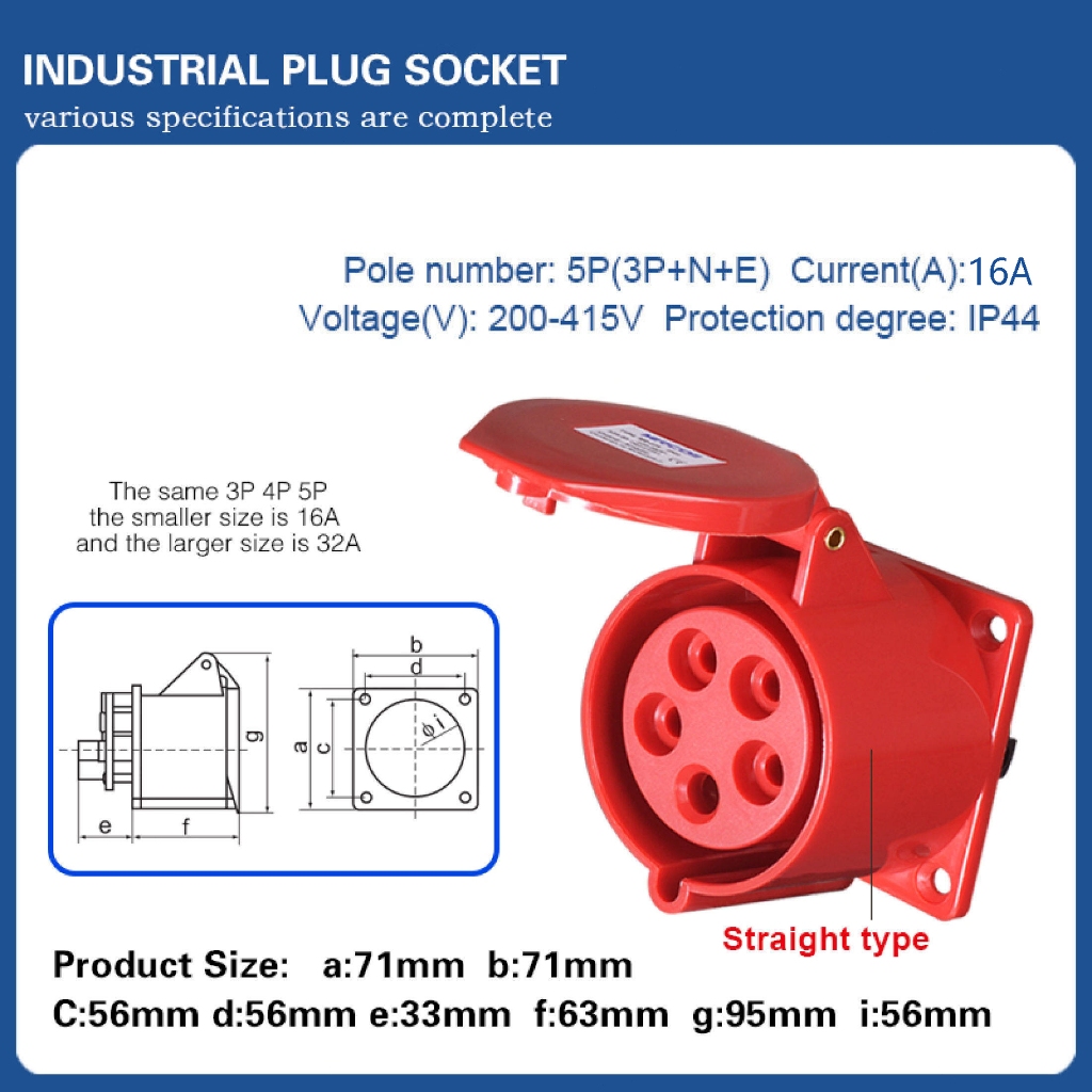 Electrical Industrial Plug and Socket 16A/32A 3P 4P 5P IP44 Waterproof Plug and Socket | Shopee ...