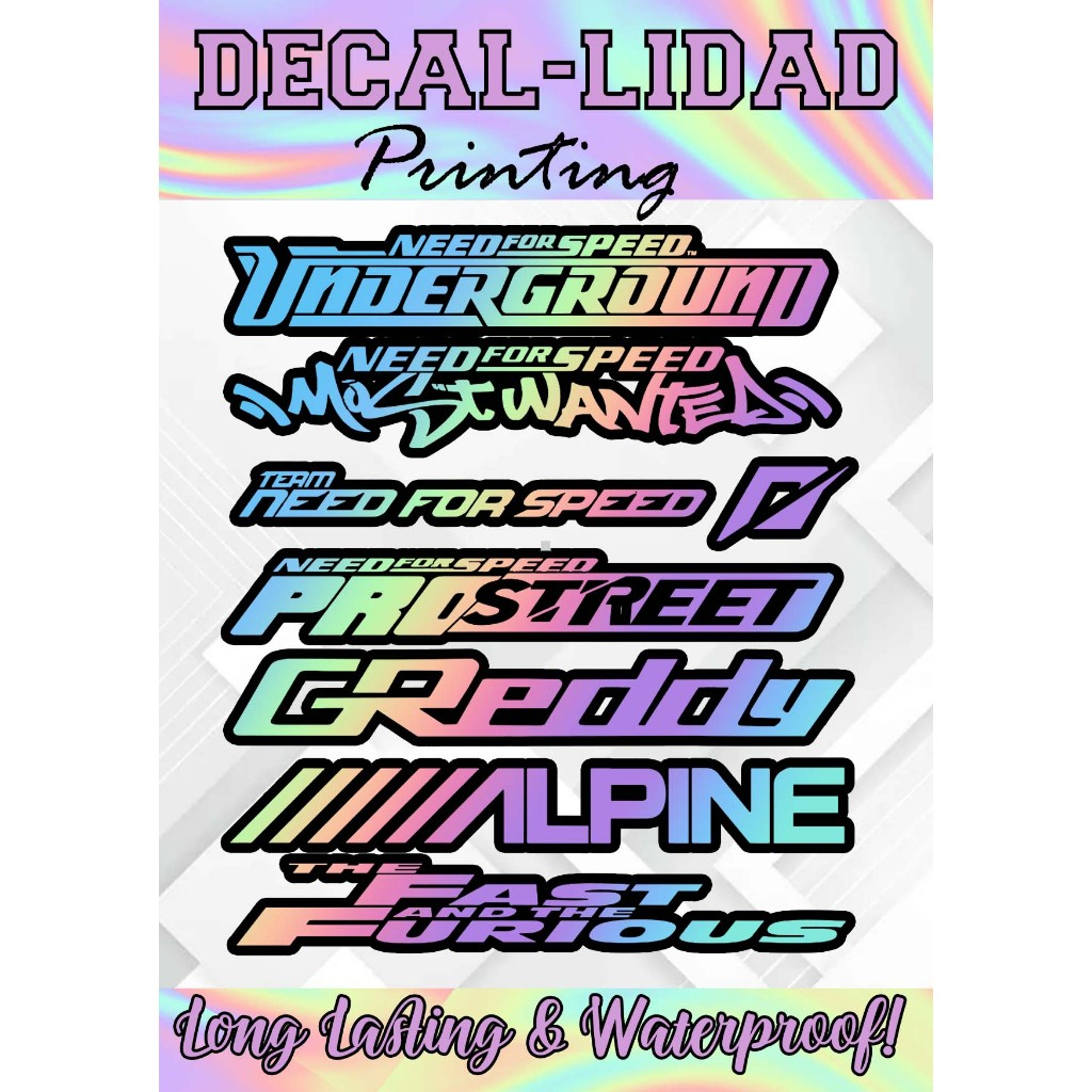 NEED FOR SPEED INSPIRED DECAL STICKERS / WATERPROOF / HOLOGRAPHIC ...
