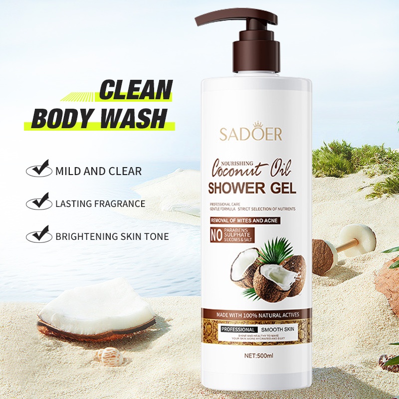 Coconut Body Wash Amino Acid Hydrating Long-lasting Fragrance Refreshing Moisturizing 500ml ...