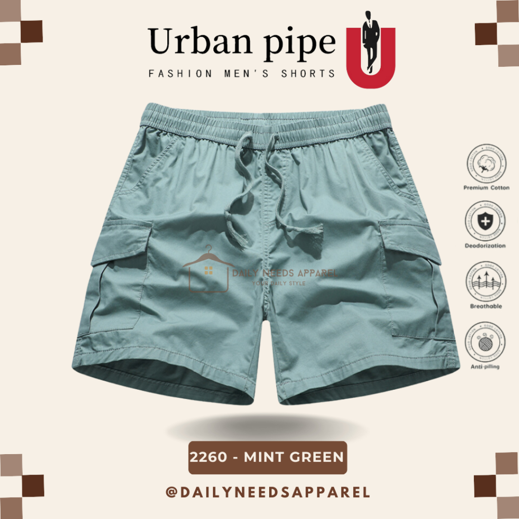 URBAN PIPE 4 Pocket Cargo Shorts For Men Knee-Above Buttons Drawsting ...
