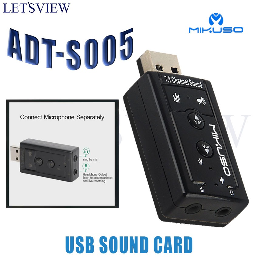 Letsview MIKUSO ADT-S005 USB Sound Card Mini External 3D Audio Sound ...