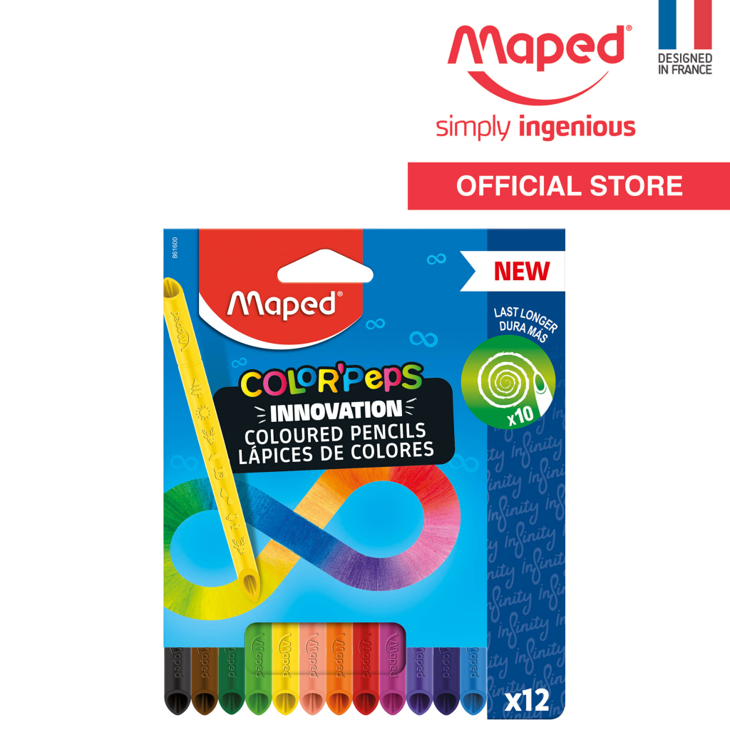MAPED Infinity Colored Pencil | Self sharpen | 12 colors | 861600 ...
