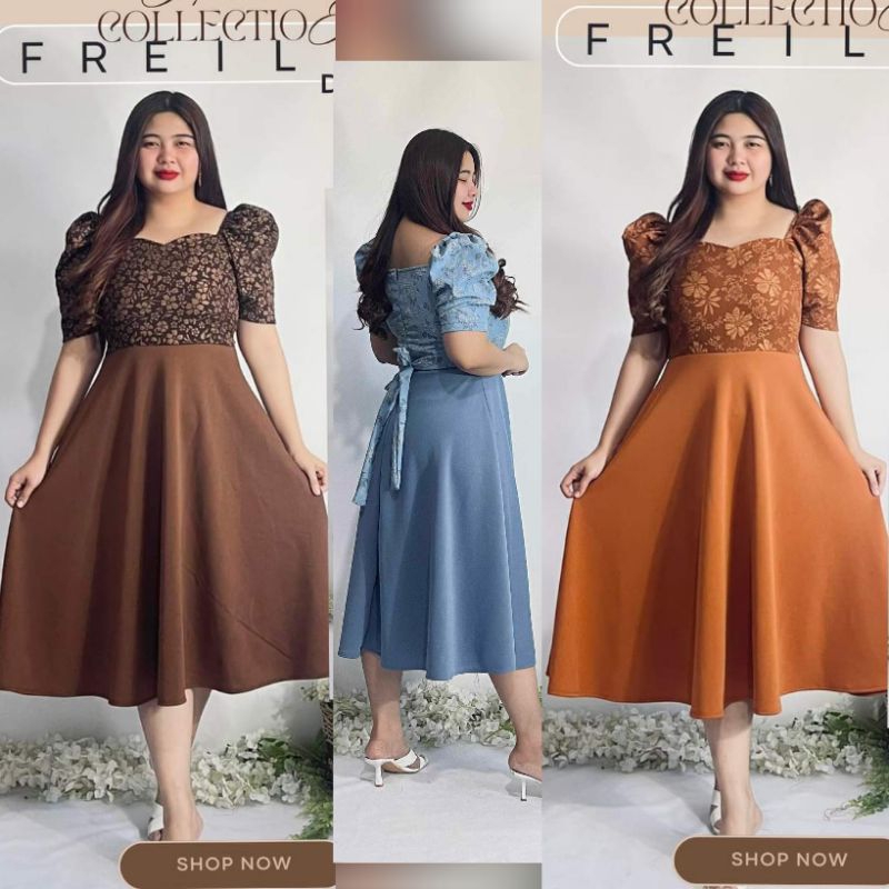 Freilyn Embossed Combi Dress (S-L) | Shopee Philippines