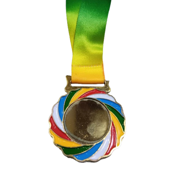 RAINBOW BLANK MEDAL 5CM COLORED LACE GOLD ONLY ( WITH DENTS ) | Shopee ...