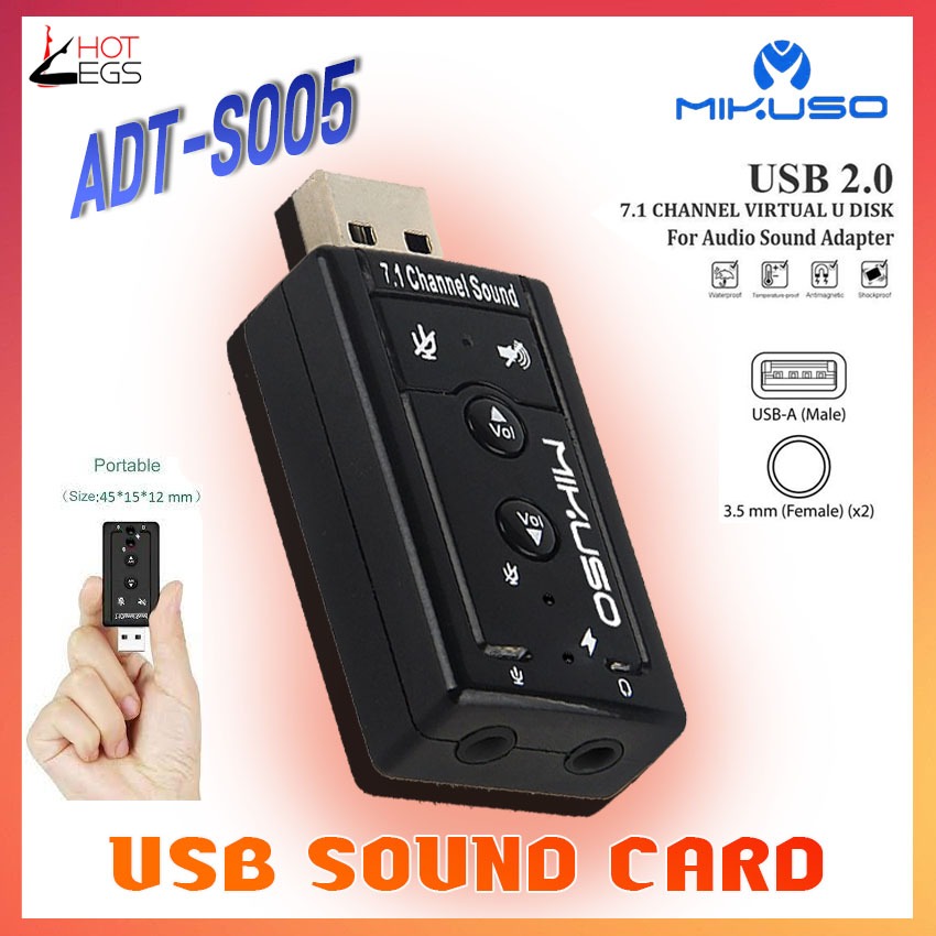 MIKUSO ADT-S005 USB Sound Card Mini External 3D Audio Sound Card ...