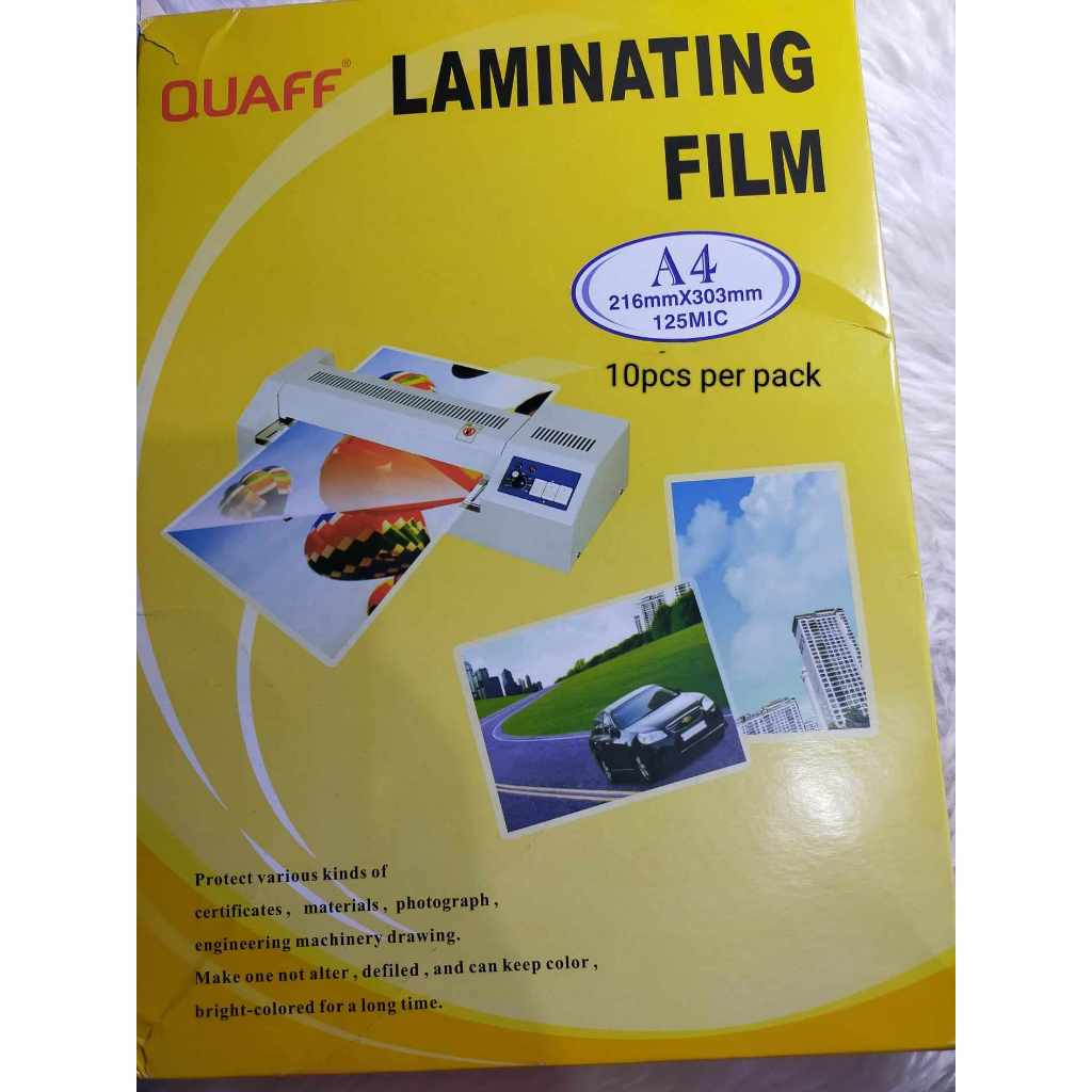 Quaff 10 sheets A4 Laminating Film 125 micron& 250 microns | Shopee ...