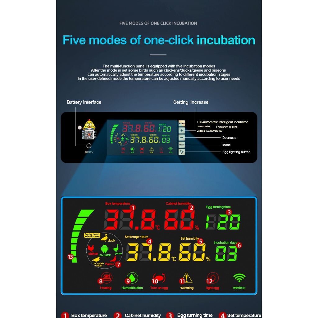 Egg incubator fully automatic 300 All-in-one hatching and brooding ...