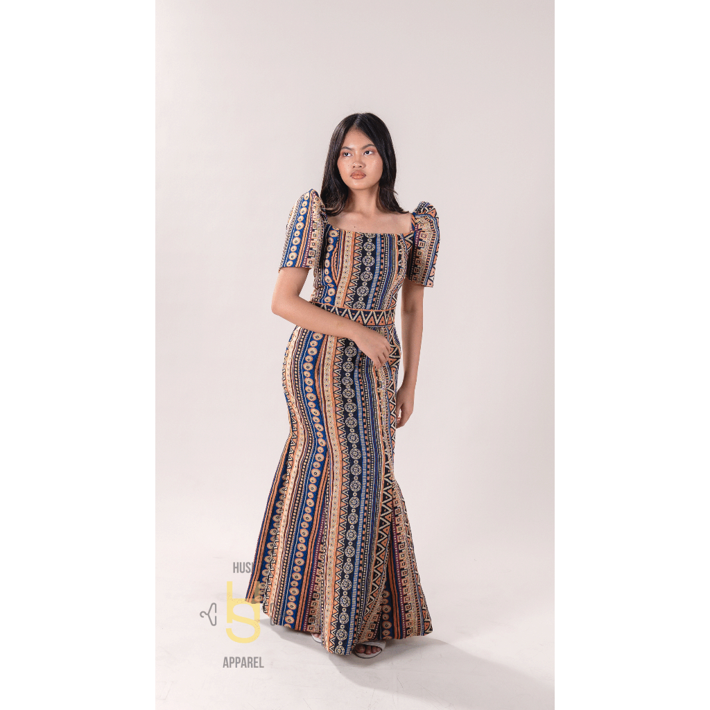HUSI Women's Square-Neck Inabel Ethnic Filipiniana Dress | Shopee ...