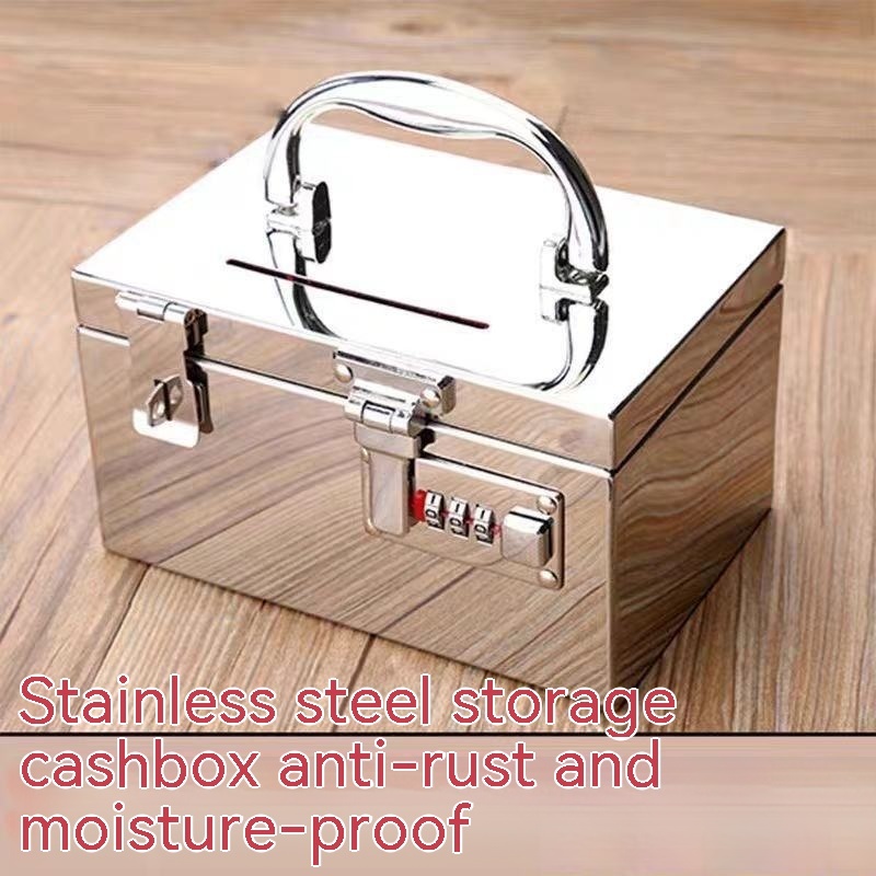 Stainless steel lockable deposit jar Certificate storage box Portable ...