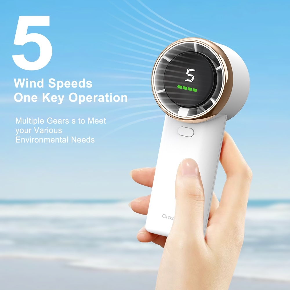 Orashare HF03 Portable Turbo Mini Fan 5 Gear High Speed Strong Wind Handheld Fan Rechargeable ...