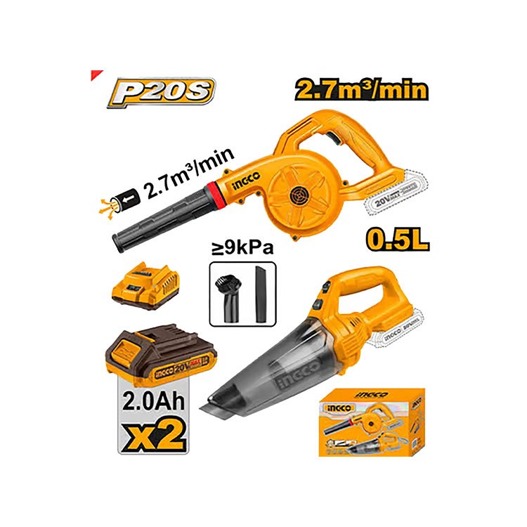 INGCO 2pcs Combo Kit Cordless Vacuum Cleaner with Aspirator Blower ...