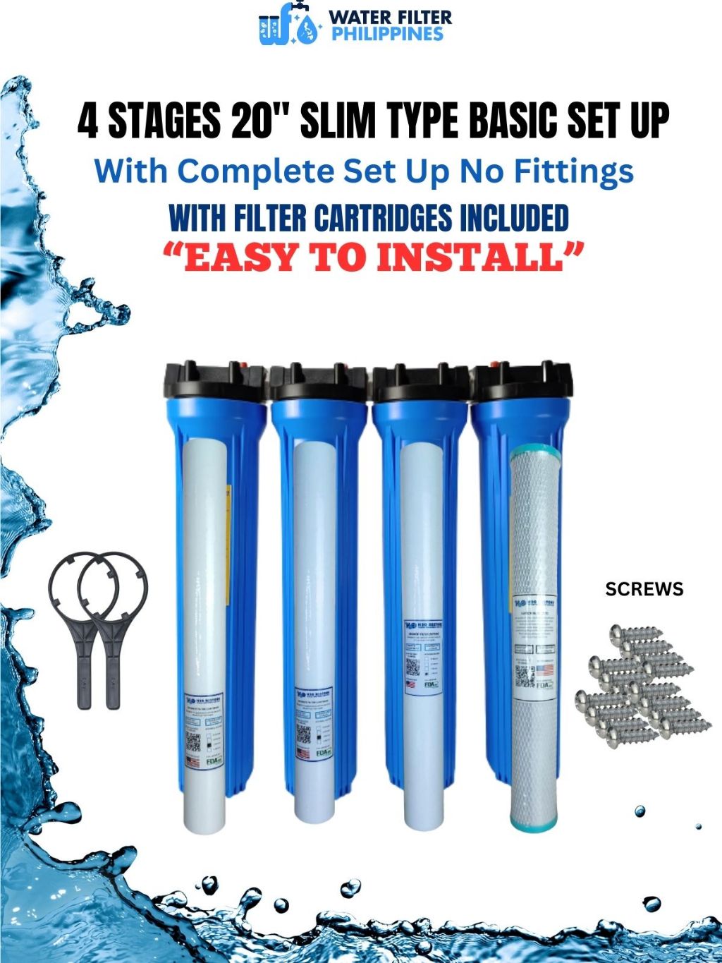 4 Stages Water Filter Basic Heavy Duty Complete Set No Fittings 20 ...