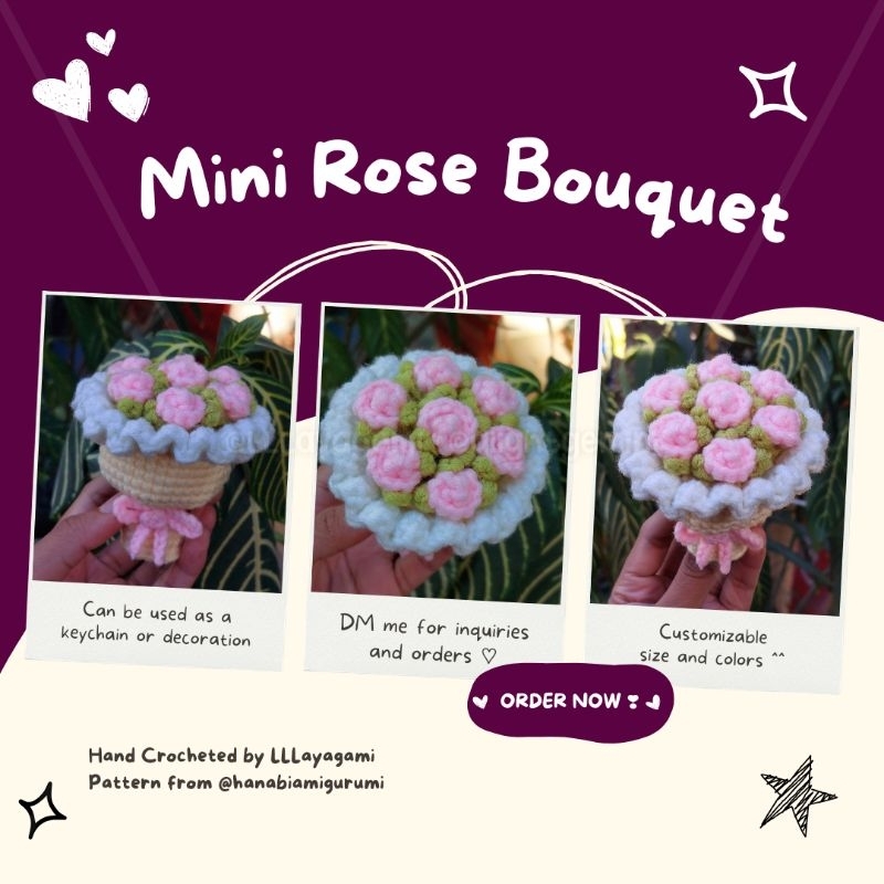 Mini Rose Bouquet Keychain | Hand Crocheted by LLLayagami ^^ | Shopee ...