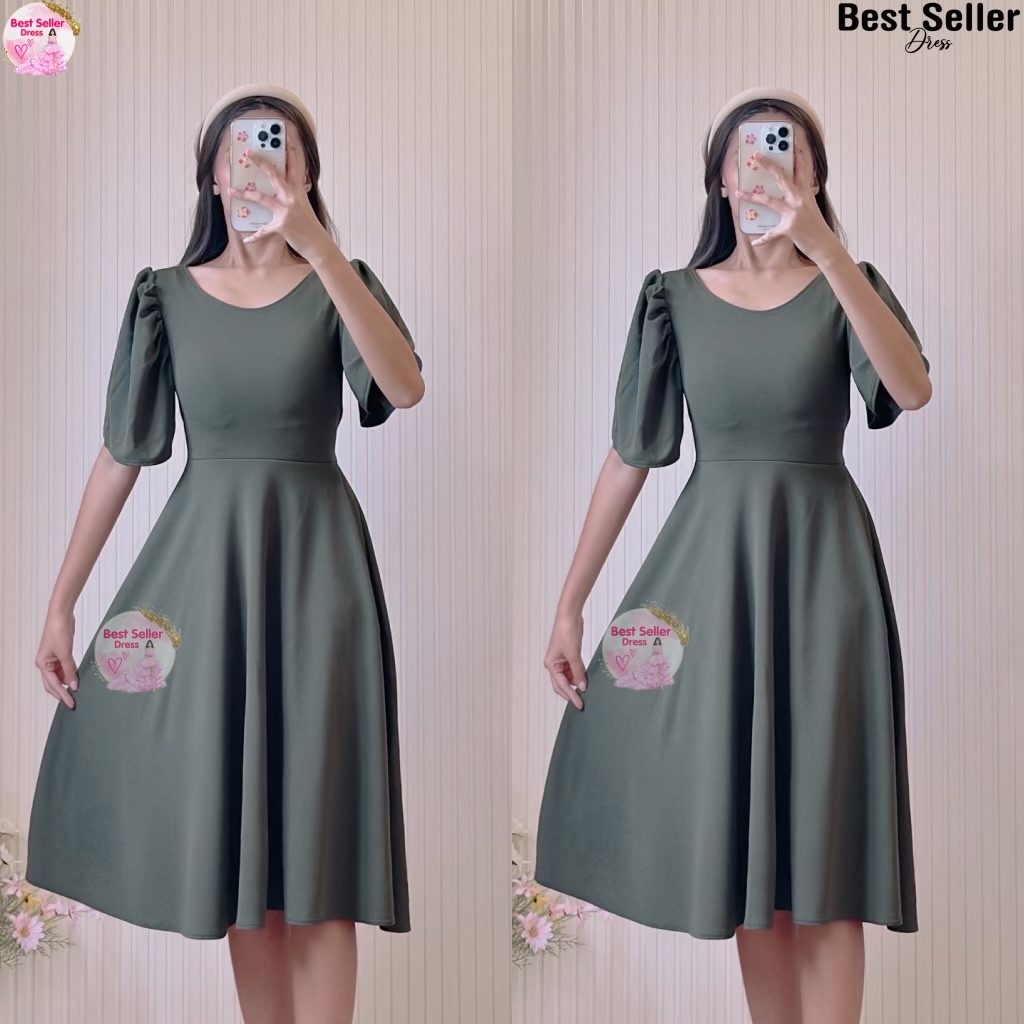 BSD Best Seller BiniBini (S-XXL) Regular/Plussize Puff Sleeves Midi ...