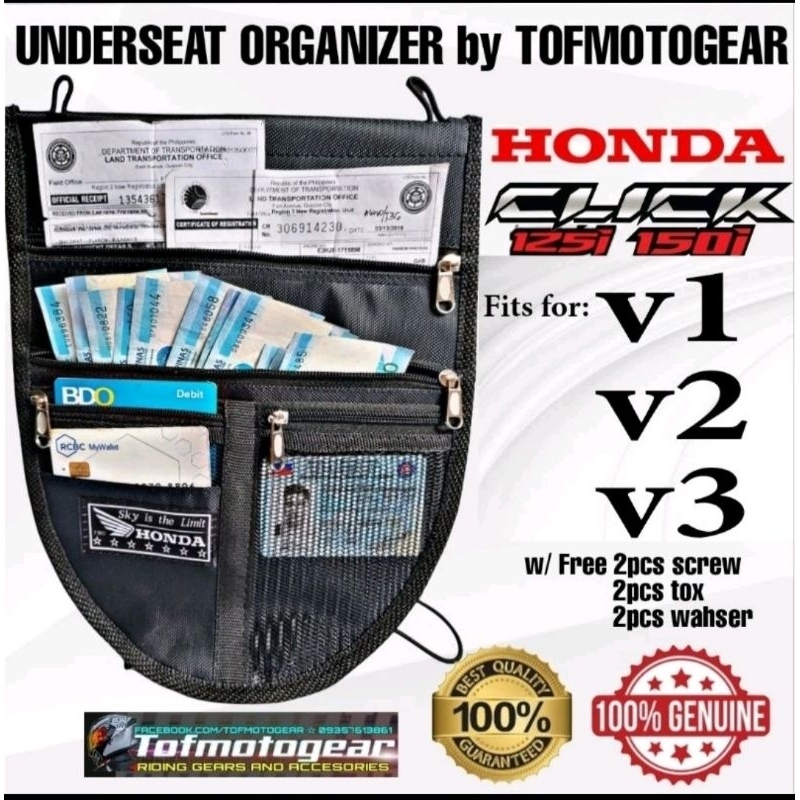 CLICK 125 | V2 V3 UNDERSEAT BAG. with FREE SCREW SET | Shopee Philippines
