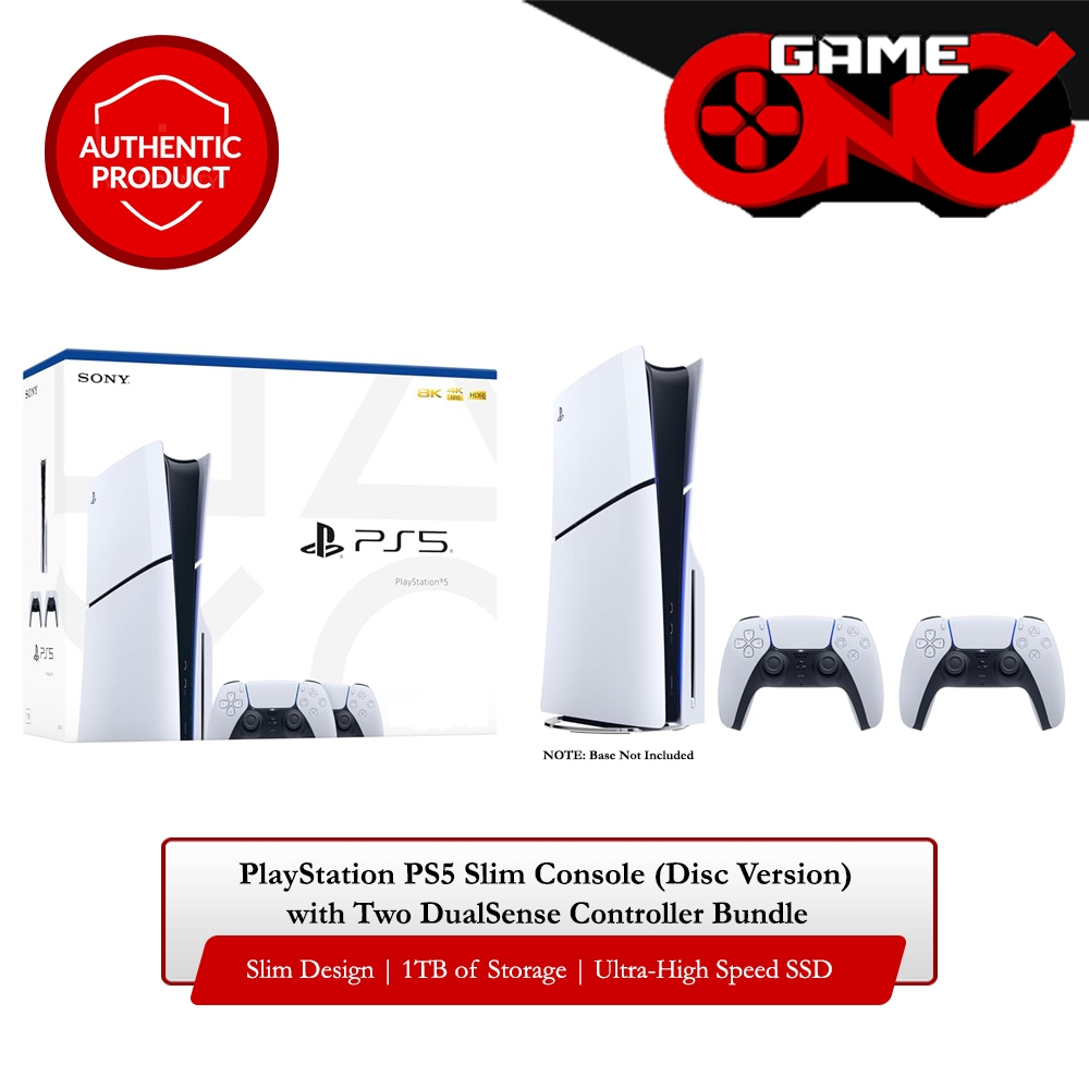 PlayStation PS5 Slim Console with Two DualSense Controller Bundle ...