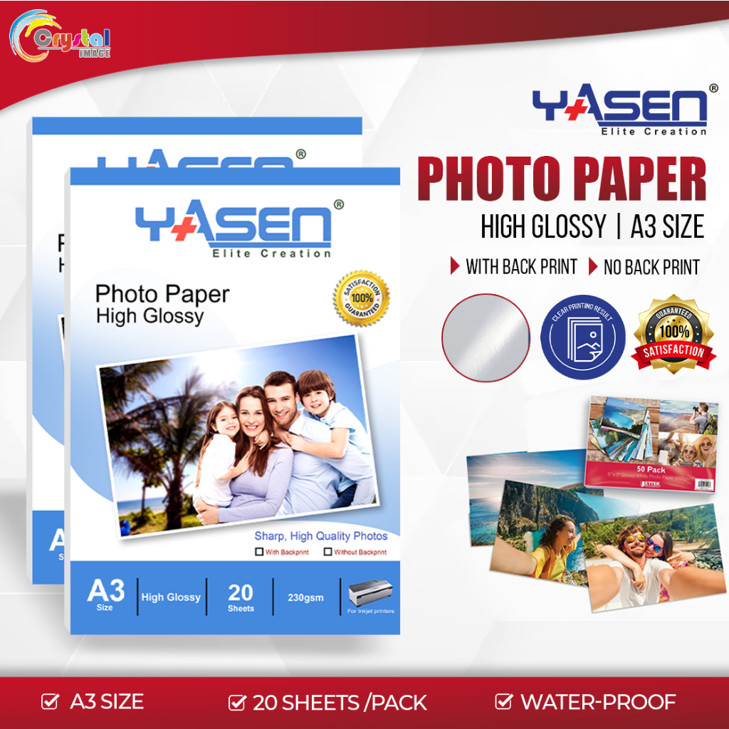 High Glossy A3 Size Photo Paper 230GSM (with & without Back Print ...