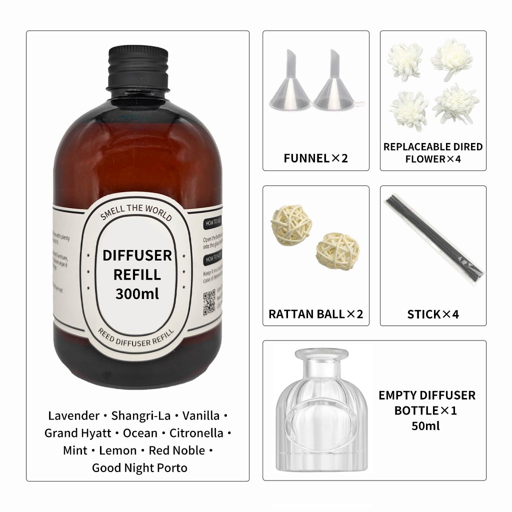 12StarSigns Reed Diffuser Refill 300ml 100% Pure Oil Based Home ...