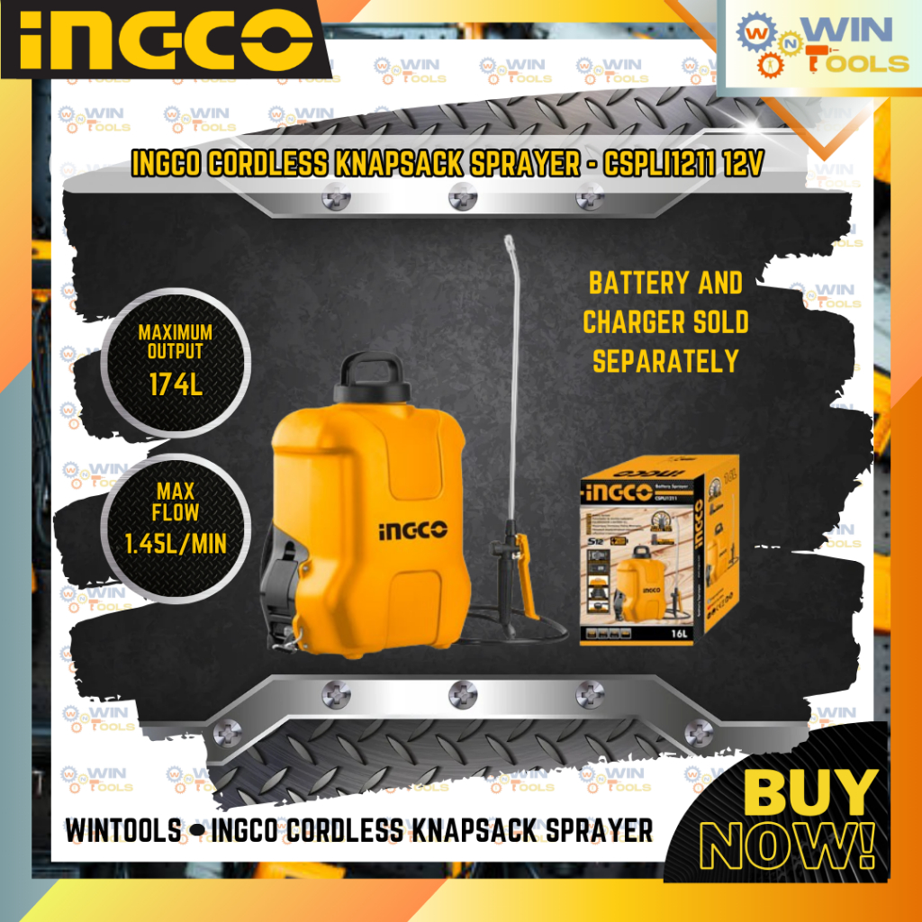 INGCO CORDLESS KNAPSACK SPRAYER - CSPLI1211 12V | Shopee Philippines