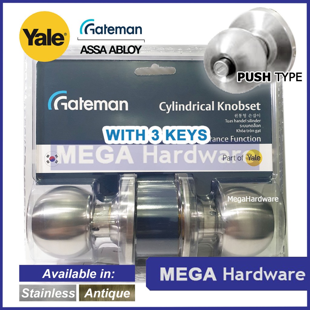 Yale Gateman Lockset Door Knob or Lever Type (TWIST or PUSH) Tubular or ...