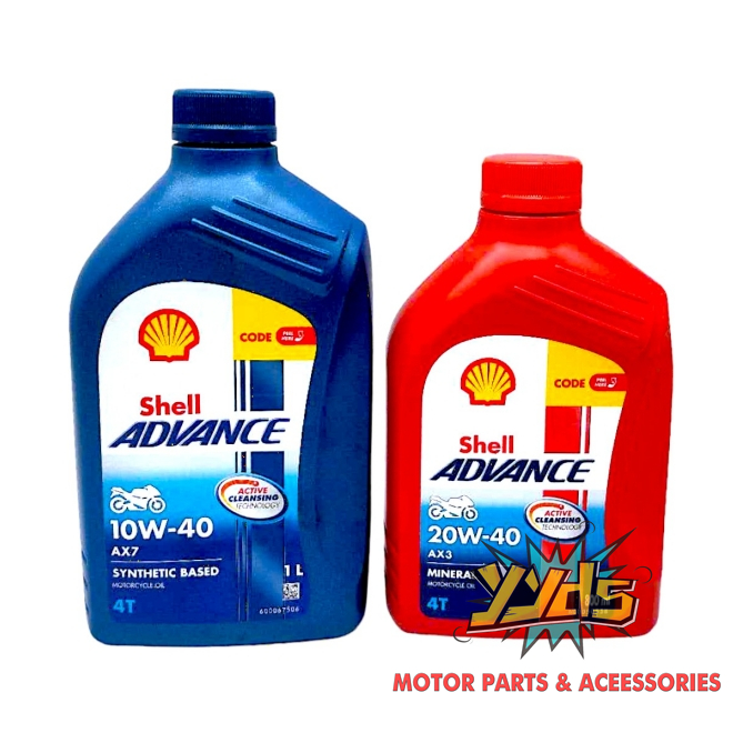 SHELL ADVANCE AX7 10W-40 AX3 20W-40 ENGINE OIL GENUINE | Shopee Philippines