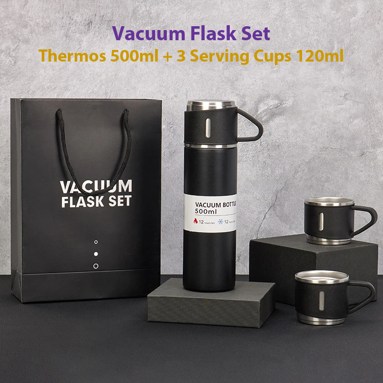 Vacuum Flask Thermos 500ml with Three (3) Serving Cups 120ml AV-CPI-SH ...