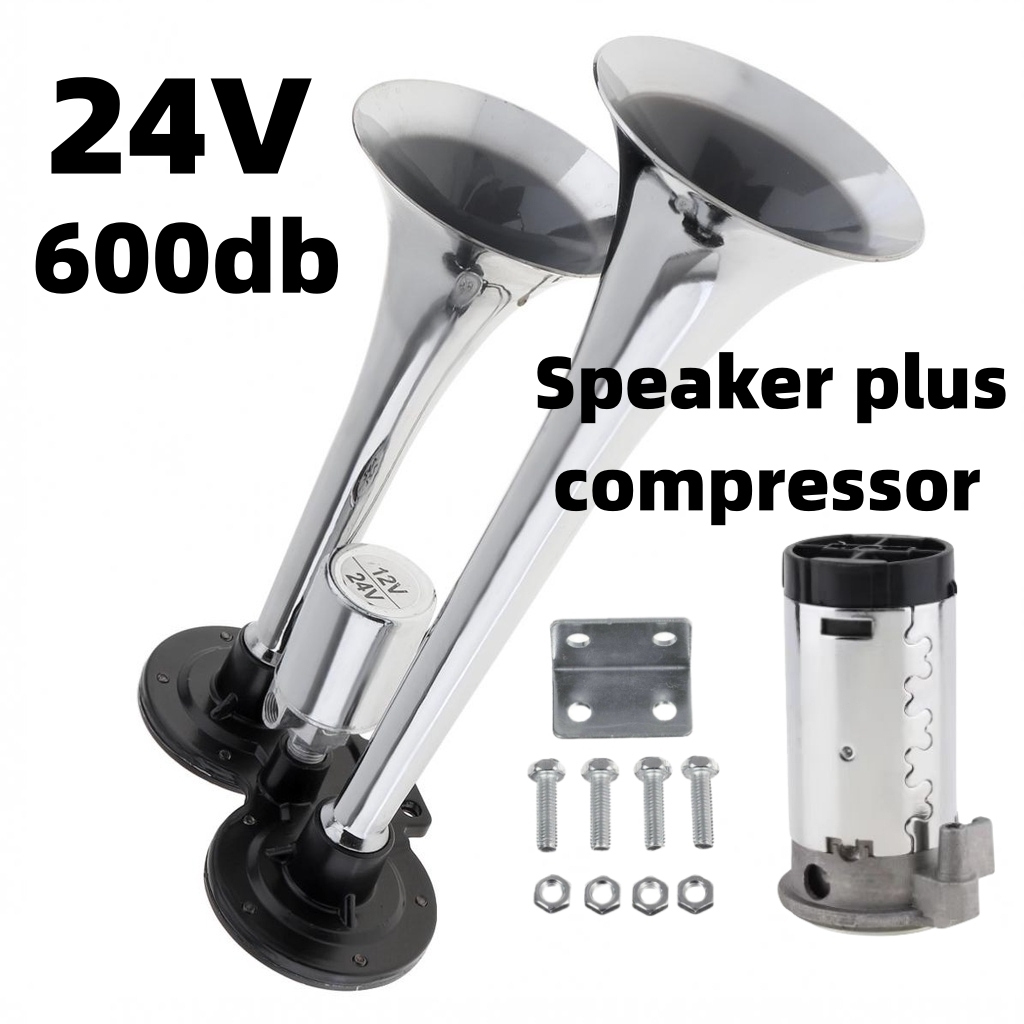 600DB Super Loud Air Horn Dual Trumpet Truck 12V 24V Train Truck Car ...