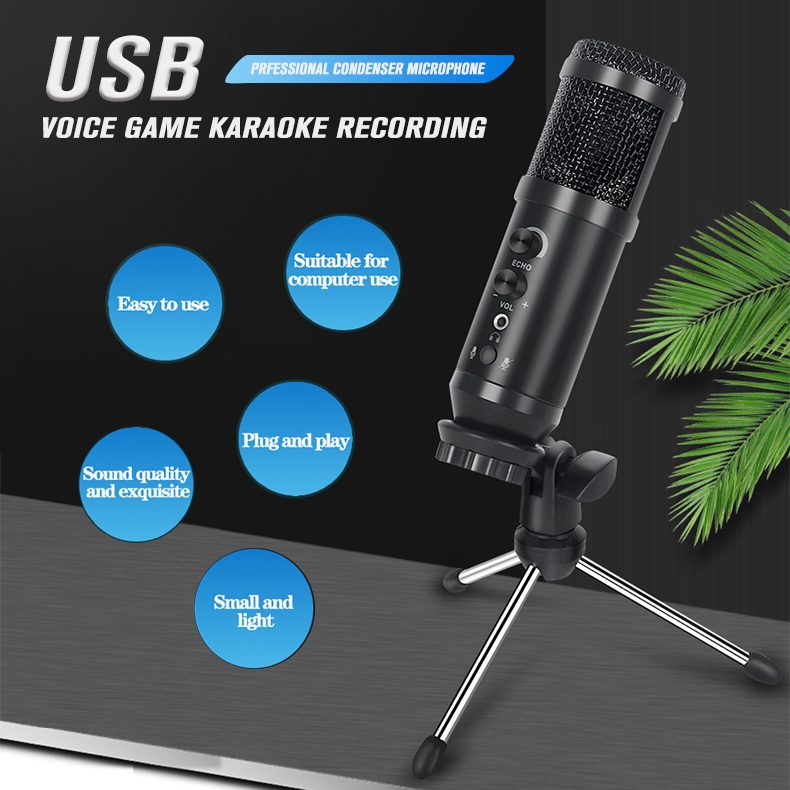 Condenser Microphone Cardioid USB Microphone for PC Laptop Recording ...