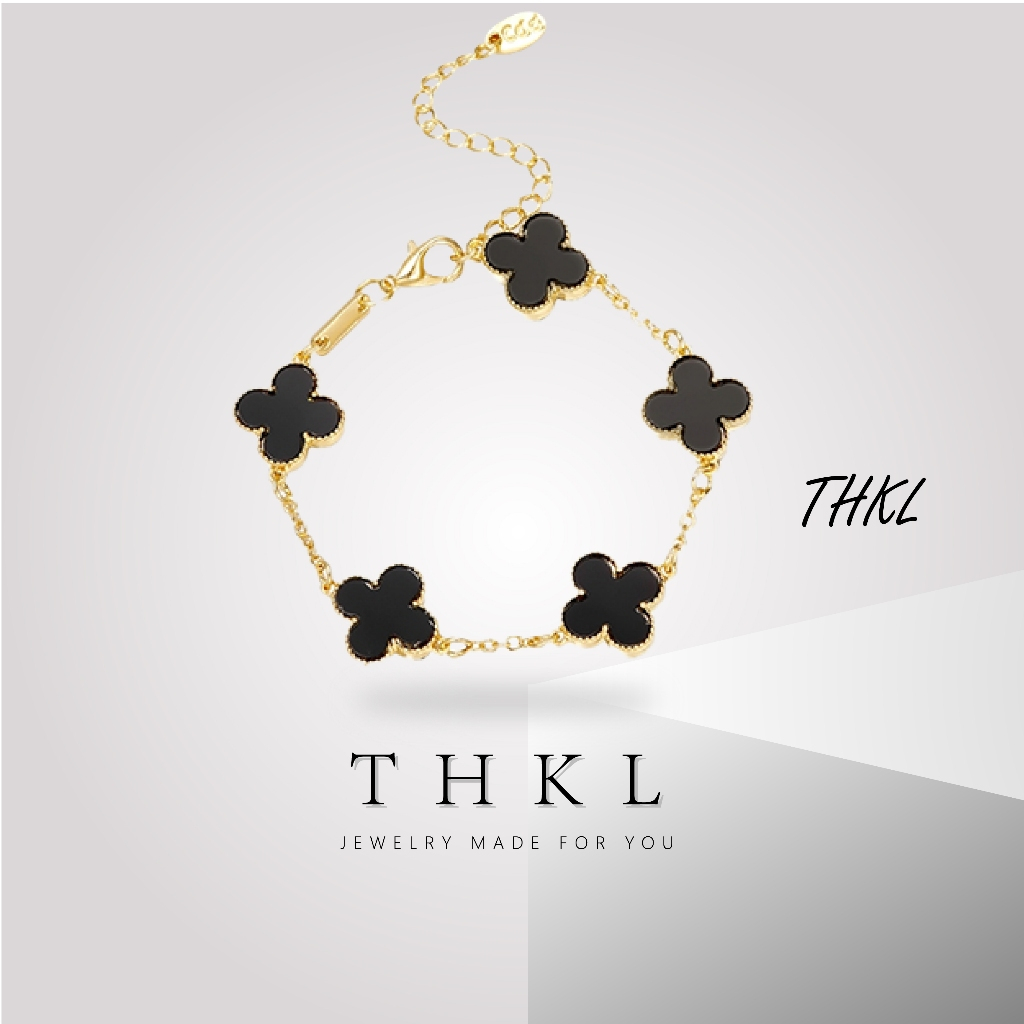 THKL 18K Gold Plated four-leaf clover flower pendant bracelet Non ...