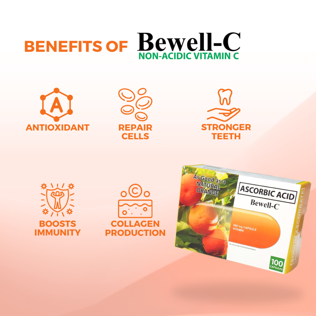 Bewell-C Non- Acidic Vitamin C 500mg 100 capsules per box | Shopee Philippines