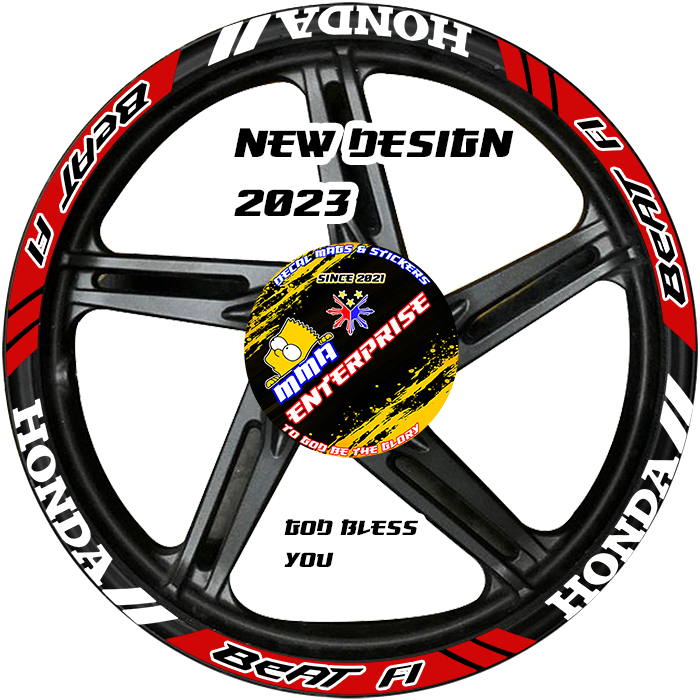 HONDA BEAT FI PRINTED MAGS STICKER DECALS (SET FOR 2 WHEELS FRONT AND ...