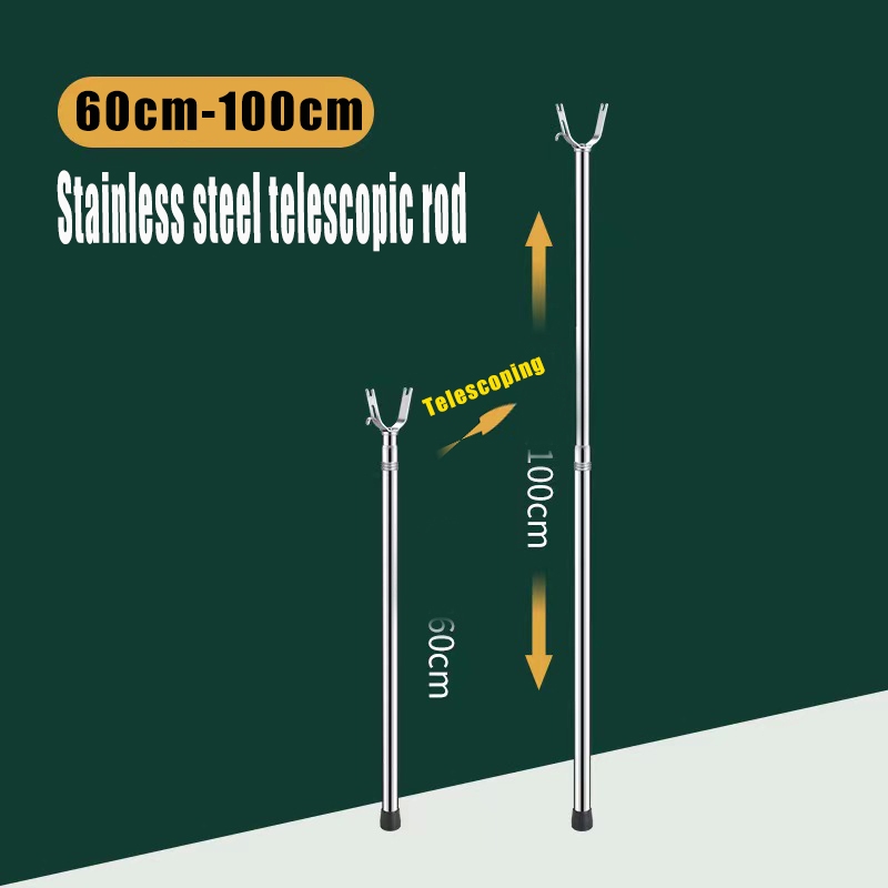 Stainless steel Adjustable Clothes Pole Fork Scalable Pole Closet Stick ...