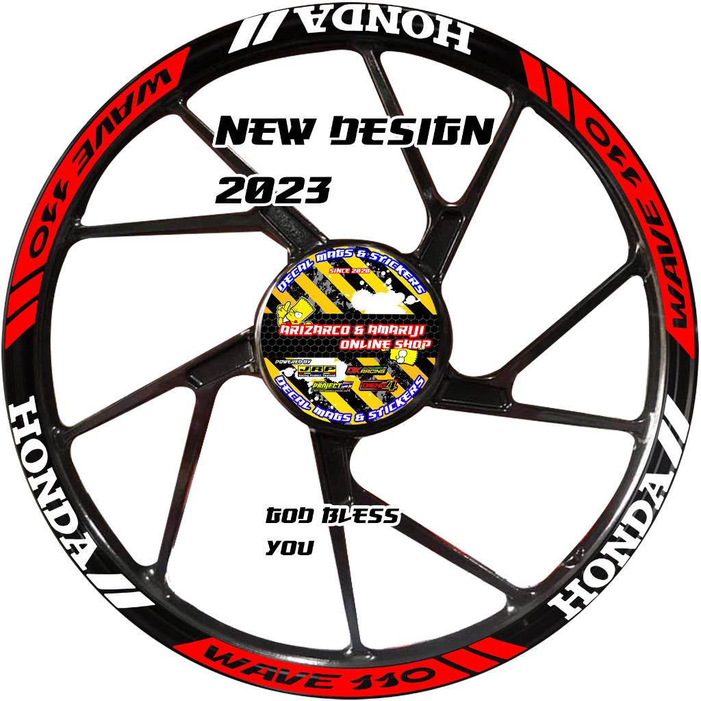 HONDA WAVE 110, CUT OUT MAGS STICKER DECALS (SET FOR 2 WHEELS FRONT AND ...