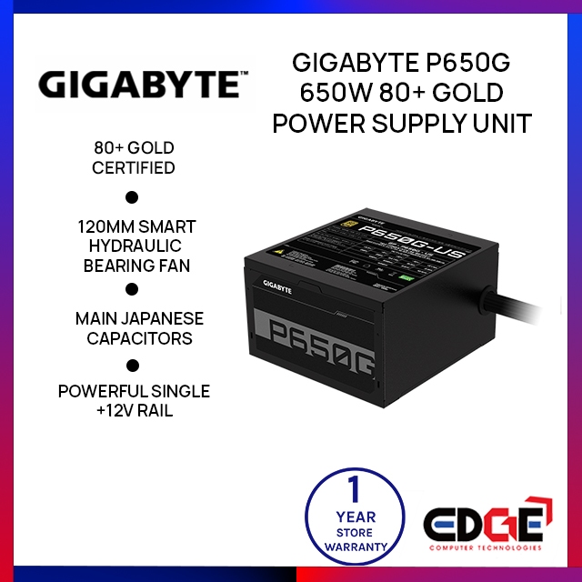 EDGE | GIGABYTE P650G 650W 80+ Gold PSU Power Supply Unit | Shopee ...