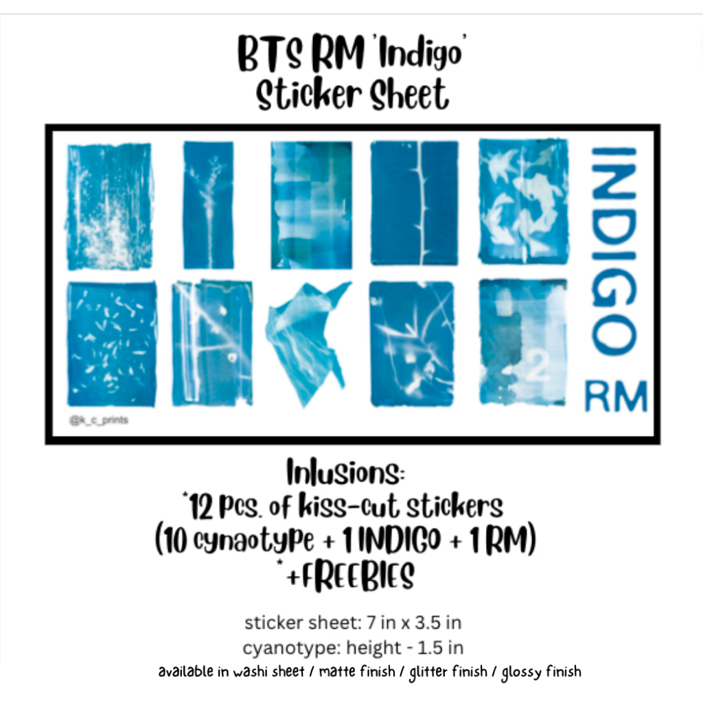 BTS RM Indigo Sticker Sheet (with freebies) Jungkook V Jimin Suga Jin ...