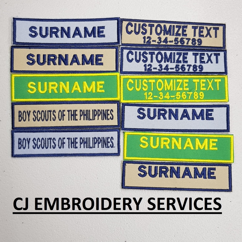 NAMECLOTH CUSTOMIZE EMBROIDERY PATCHES | Shopee Philippines