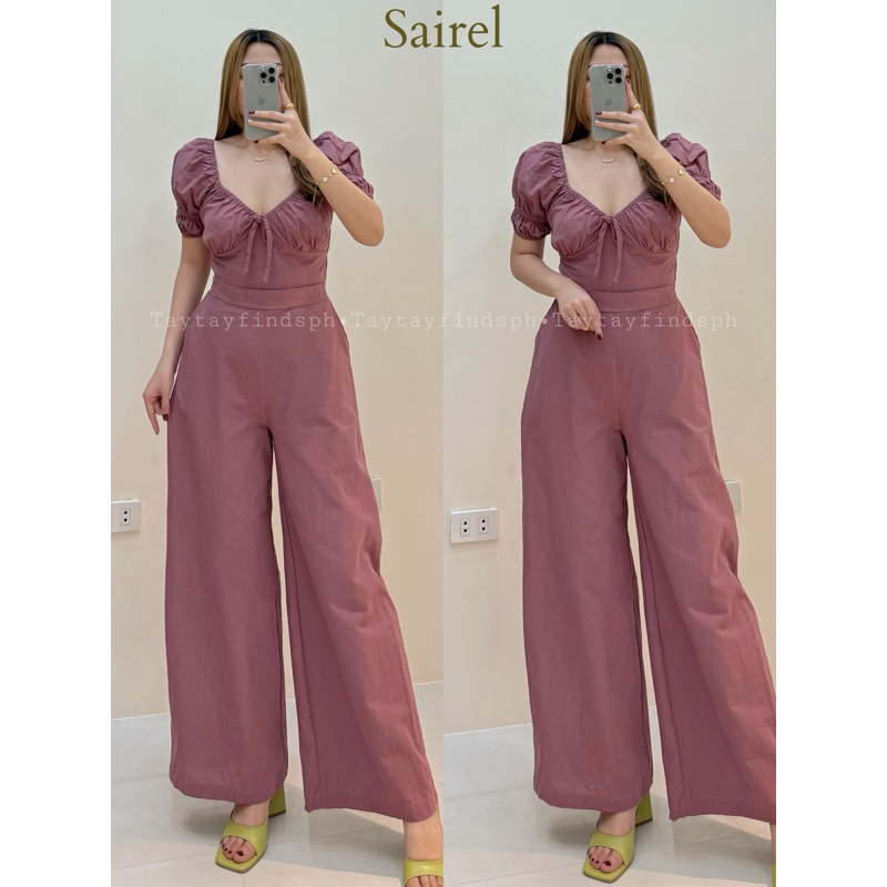 SAIREL PUFF TIE AND WIDE LEG PANTS COORDINATES | taytayfindsph | Shopee ...