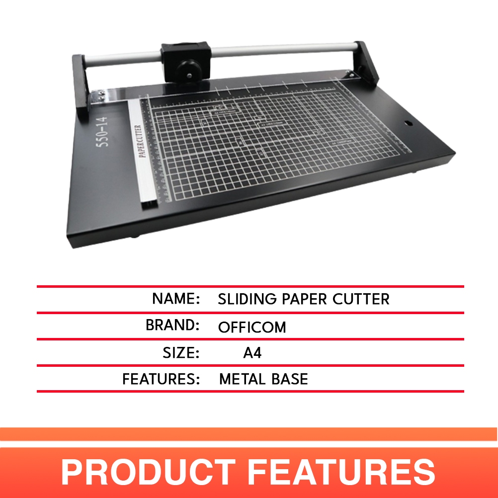 Officom Sliding Paper Cutter Metal Base A4 Size Heavy Duty Trimmer ...