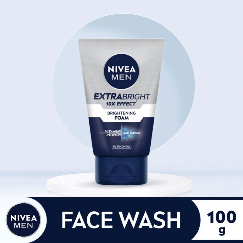 NIVEA MEN Facial Wash Extra Bright 10x Effect Foam, Face Cleanser for ...