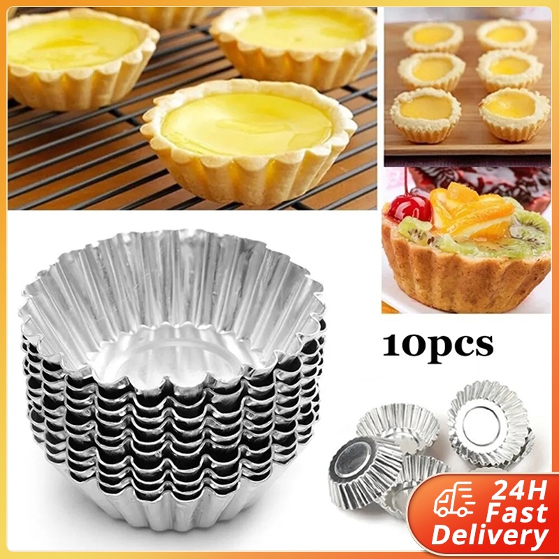 50/10pcs/set Egg Tart Molds, Mini Tart Pan Aluminium Pie Tins Cupcake ...