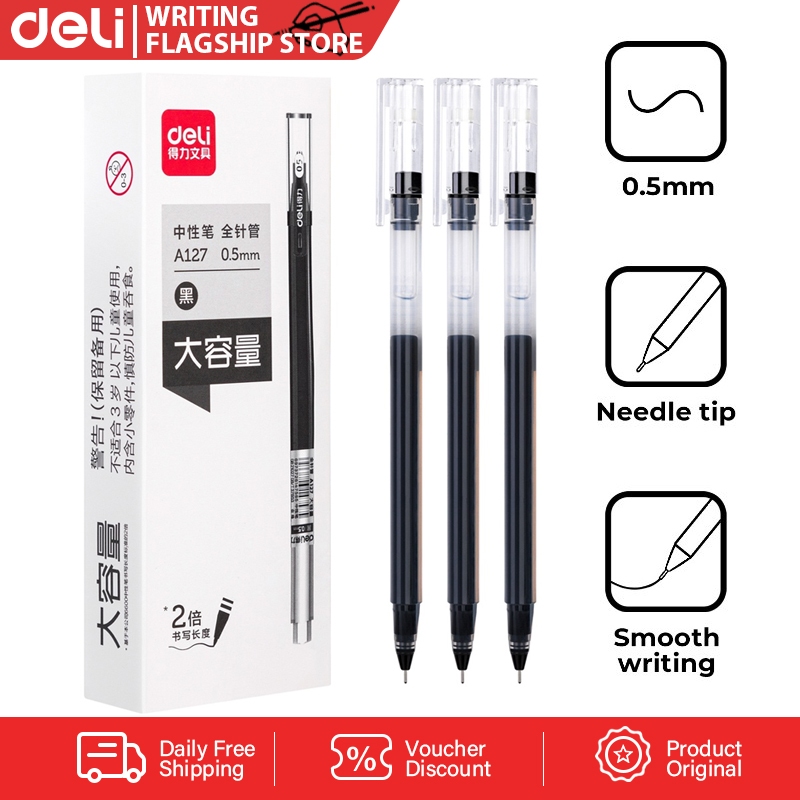 Deli Gel Pen 0.5mm Black Sign Pen Writing Pen For Exam Student ...