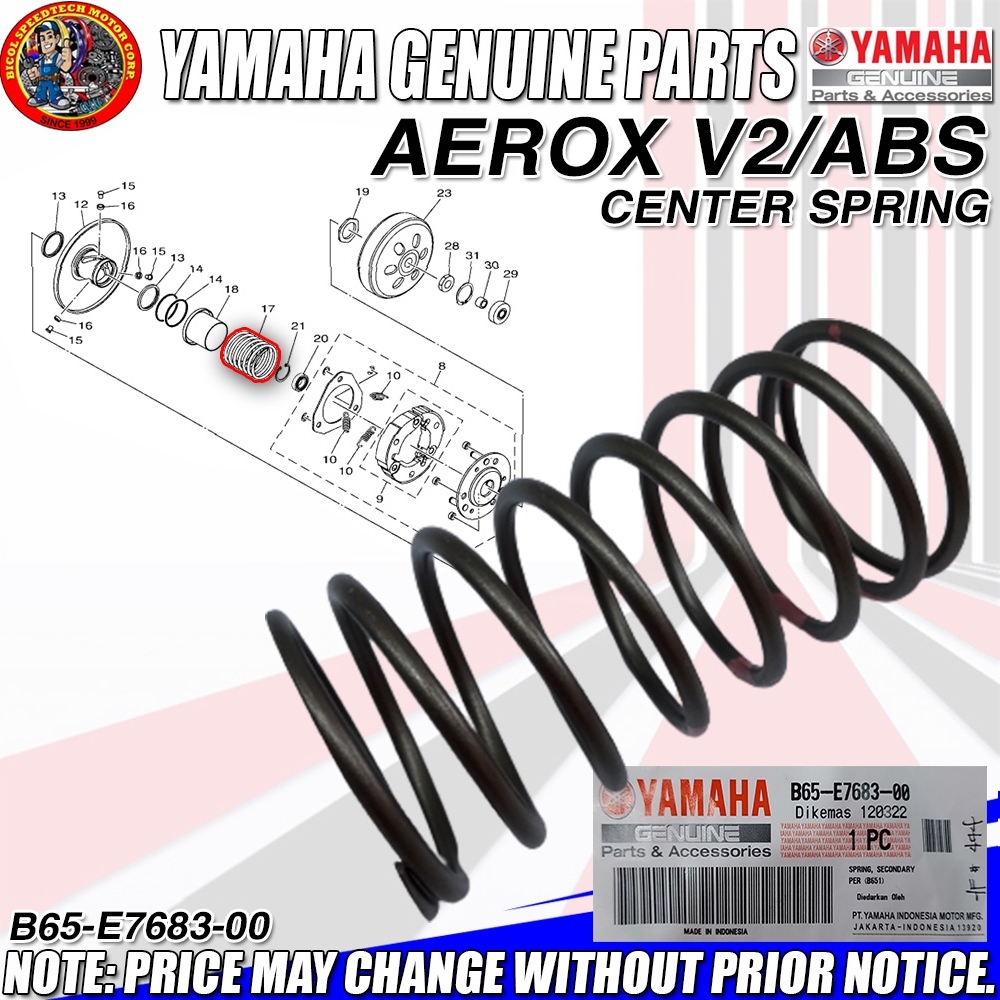 NMAX V2/ AEROX V1 / V2/ABS CENTER SPRING (YGP) (GENUINE: B65-E7683-00 ...