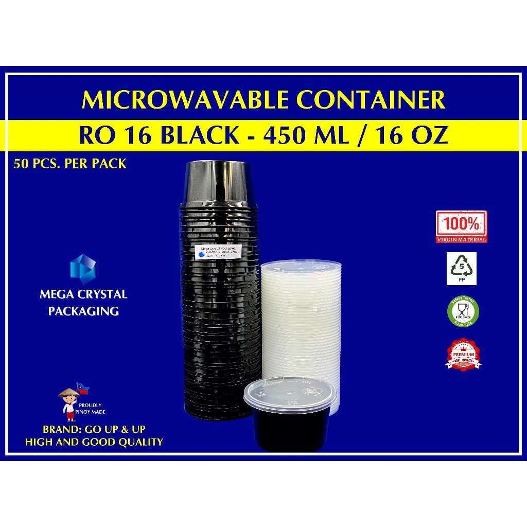 [ 50 Pcs ] Microwavable Plastic Container RO 16 - Round 450 ml / 16 oz ...