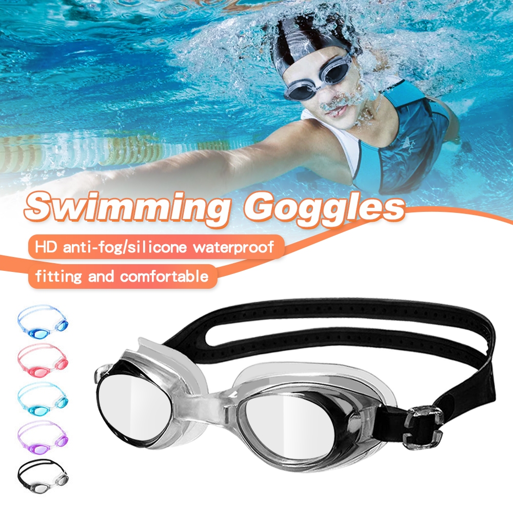 Swimming Goggles Unisex Flat Swimming Goggles Adjustable HD Anti-Fog ...