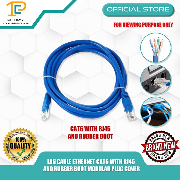 LAN CABLE ETHERNET CAT6 WITH RJ45 AND RUBBER BOOT MODULAR PLUG COVER (1 ...
